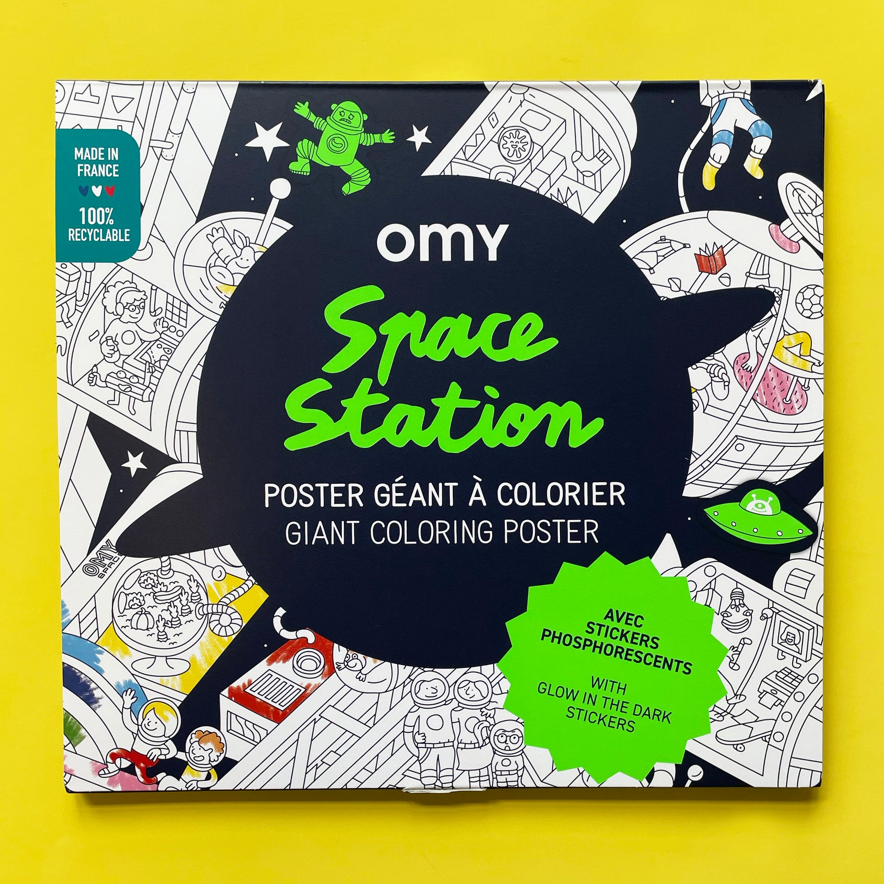 Space Station Giant Coloring Poster with Stickers – Fair Play Projects